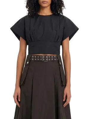 Pinko Asparago Cropped Cotton Top - Black