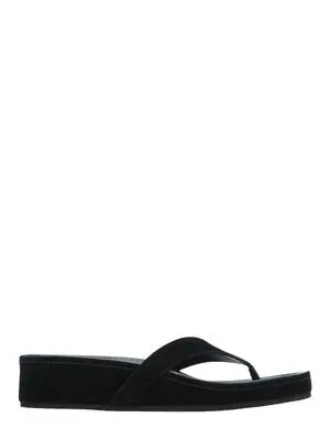 Phoebe Philo Round Toe Suede Flip Flops - Black
