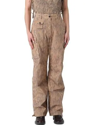 GANNI Animal Print Organic Cotton Cargo Trousers - Beige