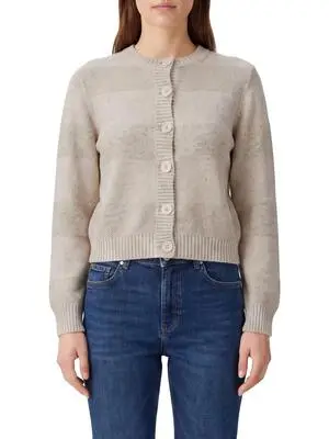 Brunello Cucinelli Brunello Cucinelli Crew Neck Cotton Cardigan With Sequin Embroidery Natural