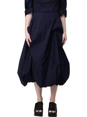 Liviana Conti Draped Asymmetrical Hem Midi Skirt - Blue