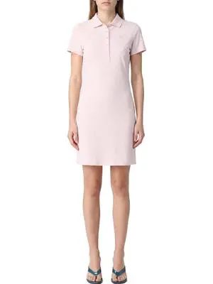 Burberry Slim Fit Stretch-cotton Mini Polo Dress With Ekd Embroidery - Pink