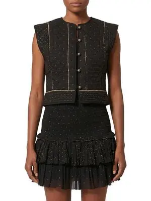 Isabel Marant Étoile Quilted Cotton Vest With Embroidery - Black