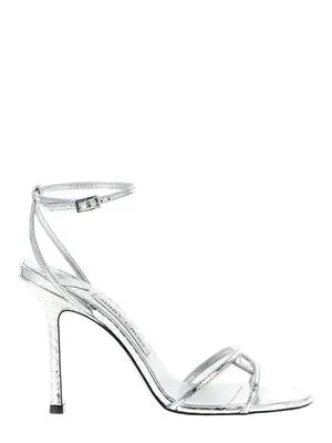 JIMMY CHOO Metallic Strappy Heeled Sandals - Silver