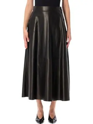 Ralph Lauren High-waisted Leather A-line Midi Skirt - Brown