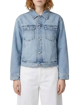 DUNST Bleached Denim Jacket With Classic Collar - Blue