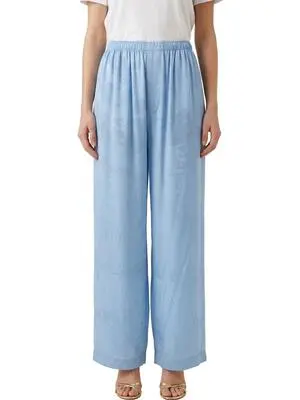 Balenciaga Palazzo Trousers With Graphic Print - Blue