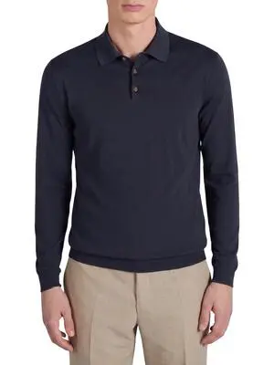 ZANONE Cotton And Silk Knit Polo Shirt - Blue