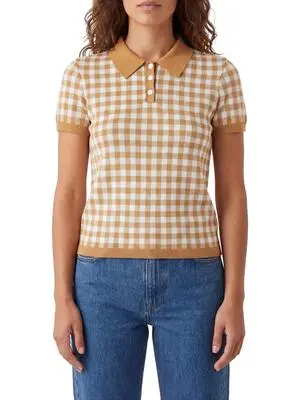 Guest In Residence Checked Linen And Silk Blend Polo Shirt - Lime