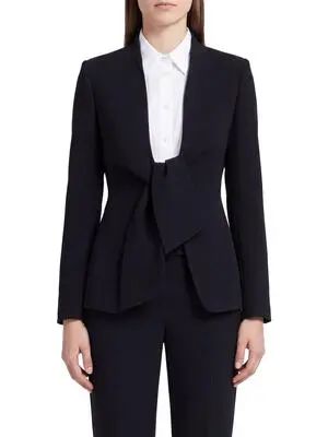 Max Mara Slim Fit Short Cady Blazer With Tie Fastening - Black