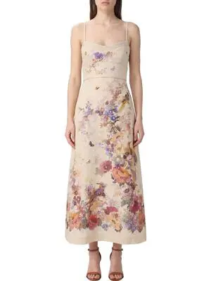 Zimmermann Alchemy Floral Print Linen Midi Dress - Beige