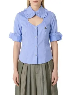 VIVIENNE WESTWOOD Cotton Blend Shirt With Peter Pan Collar - Blue