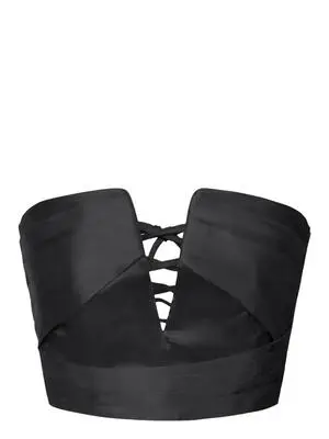 Elisabetta Franchi Gazar Off-the-shoulder Top With Tulle Veil - Black