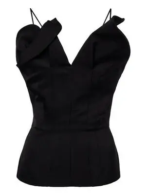 Magda Butrym Cotton And Silk Top - Black