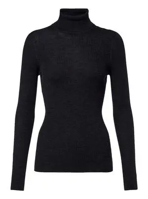 Agnona Ribbed Knit Wool, Silk, And Cashmere Turtleneck - Grey