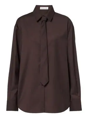 THE FRANKIE SHOP Peri Tie-neck Shirt - Brown