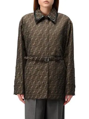 Fendi Printed Belted Jacket - Brown