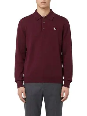 Fendi Ff Logo Wool Knit Polo - Red