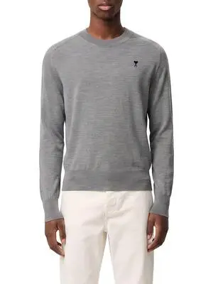 AMI Paris Wool Crew Neck Sweater - Grey