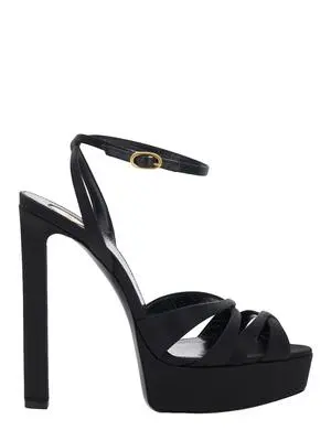 Saint Laurent Chandelle Satin Platform Sandals - Black