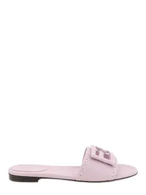 Fendi Embossed Logo Flat Sandals - Pink