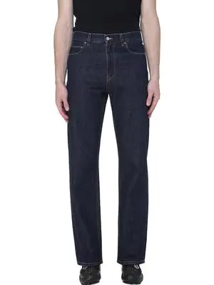 Fendi Slim Fit Skinny Jeans In Cotton Denim With Ff Monogram - Blue