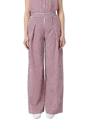 HANITA Striped Viscose Blend Palazzo Trousers - Red