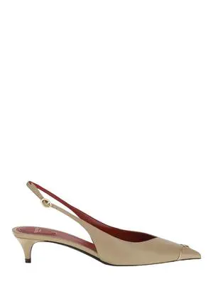 Valentino Garavani Vlogo Signature Calfskin Leather Low-heel Slingback Pumps - Camel
