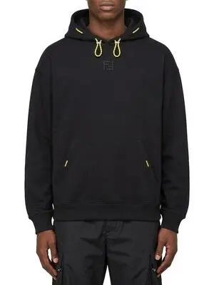 Fendi Ff Monogram Cotton Hoodie - Black