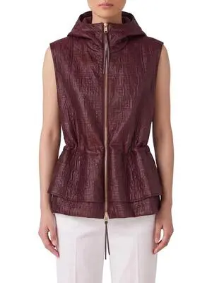 Fendi Sleeveless Hooded Vest With Ff Monogram - Red