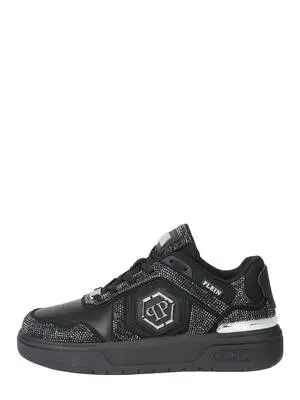 Philipp Plein Embellished Leather Sneakers - Black