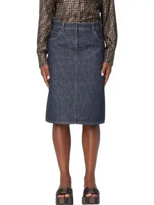 Fendi Denim Midi Skirt - Blue
