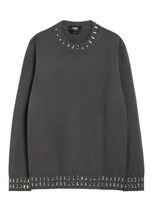 Fendi Embellished Knit Jumper - Grey