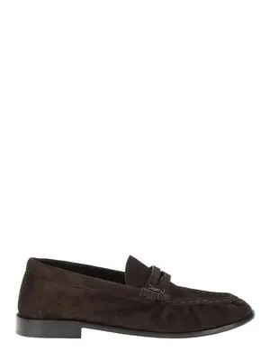 Saint Laurent Le Loafer Suede Penny Loafers With Monogram - Amaranth