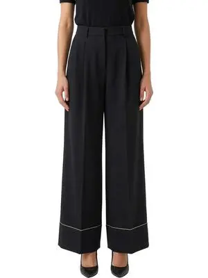 Fendi Wool Blend Wide Leg Palazzo Pants - Black