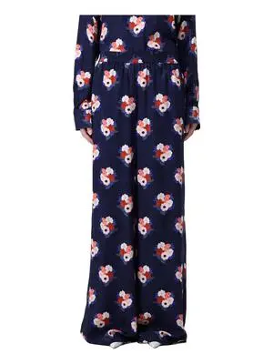 Fendi Silk Palazzo Trousers With Floral Print - Blue