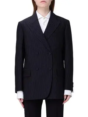 Fendi Pinstripe Wool Blend Double-breasted Blazer - Blue