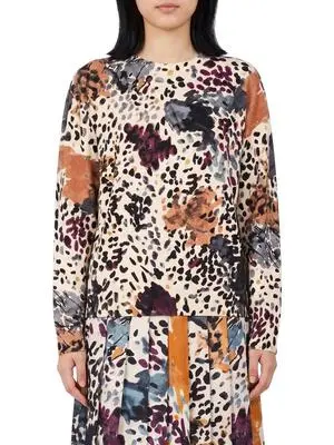 Fendi Abstract Pattern Wool And Cashmere Blend Crewneck Sweater - Multicolor