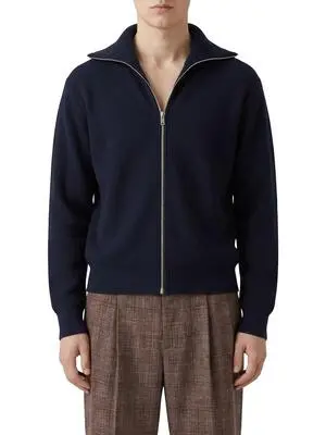 JIL SANDER Wool Zip Cardigan - Blue
