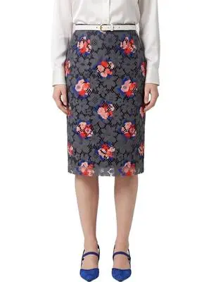 Fendi Floral Lace Midi Skirt - Grey