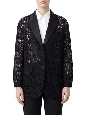 Fendi Lace Single-breasted Blazer - Black