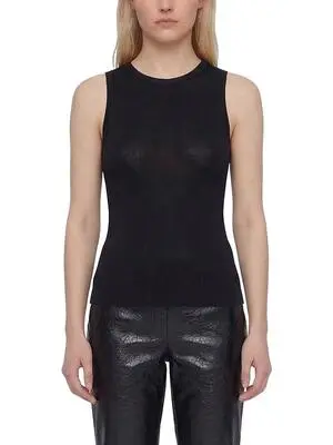 Saint Laurent Sleeveless Stretch Viscose Top - Black