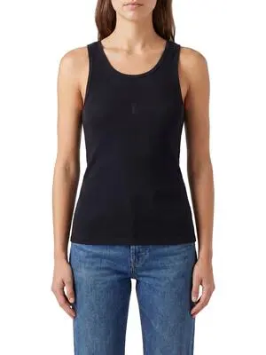 Saint Laurent Saint Laurent Ribbed Cotton Tank Top Blue