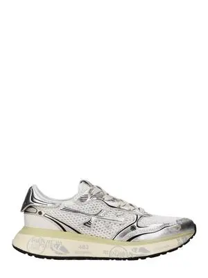 Premiata Lauryn Suede And Mesh Lace-up Sneakers - Silver