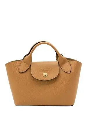 Longchamp Mini Cowhide Leather Handbag With Removable Strap - Beige