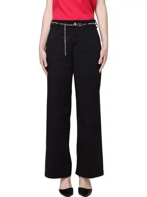 Liu Jo High-waisted Cropped Trousers With Jewelled Belt - Black