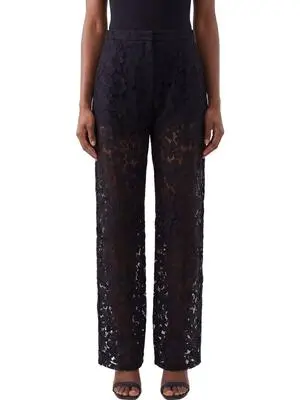 Fendi High-waisted Straight-leg Lace Palazzo Pants - Black