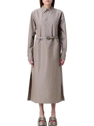 Fendi Long Sleeve Shirt Dress With Belt - Beige