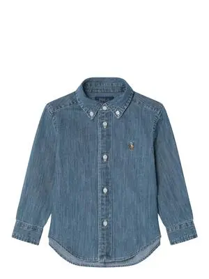 Polo Ralph Lauren Denim Button-down Shirt With Embroidered Logo - Blue
