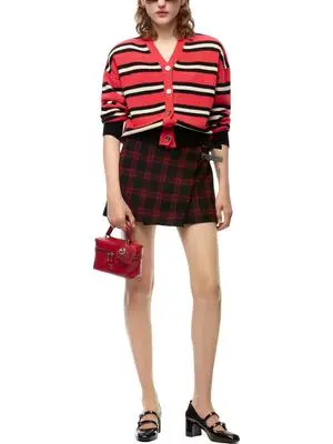 Pinko Striped Button-up Cardigan - Red